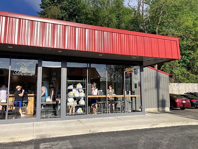 That red exterior isn't just a color choice&mdash;it's a warning sign that your diet plans are about to derail spectacularly. Worth every delicious detour.