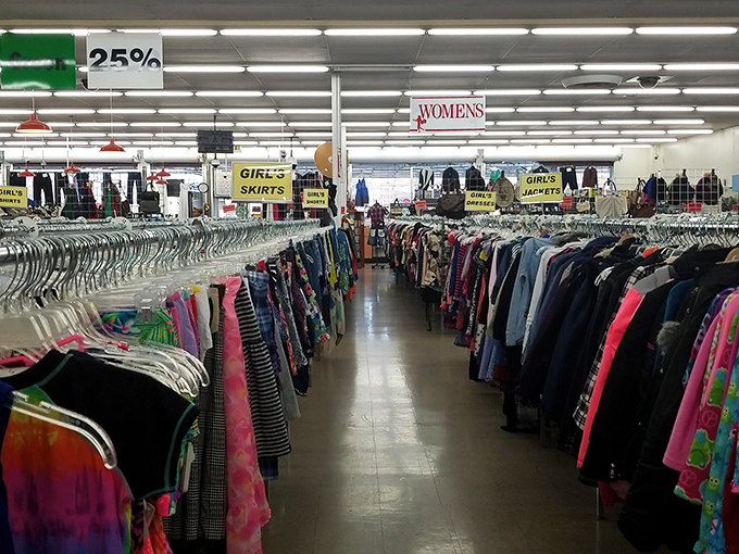 A sea of colorful racks and humble signs calls out like a siren song&mdash;no velvet ropes, just pure thrift treasure hunting.
