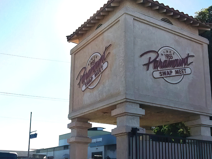 The iconic entrance welcomes treasure hunters to California's most delightfully chaotic shopping adventure. 