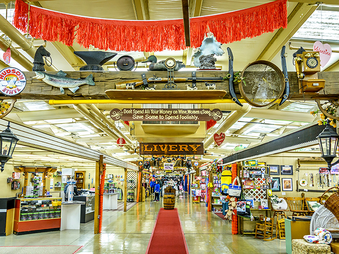 The main corridor stretches before you like a treasure map come to life, complete with vintage signs and that unmistakable "I might find anything here" feeling.