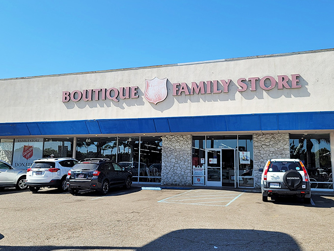 The blue awning beckons like a portal to treasure-hunting paradise. This unassuming storefront houses San Diego's ultimate secondhand wonderland.