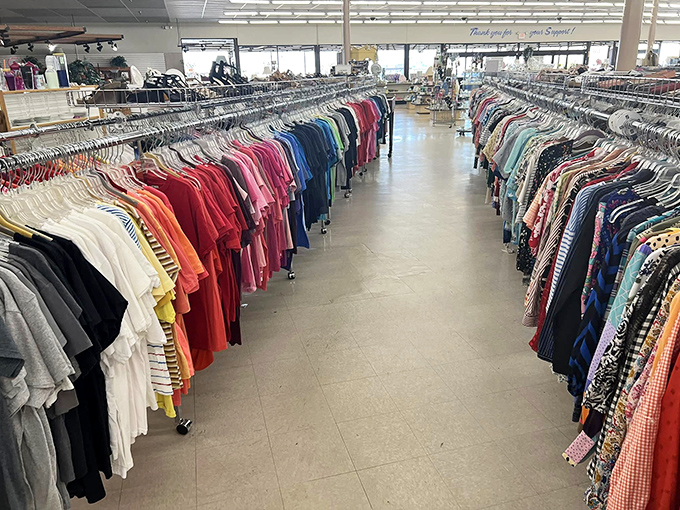 The brick facade and bold signage announce your arrival at bargain paradise. No false advertising here&mdash;this place truly earns the "MEGA" in its name.