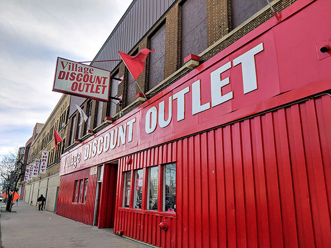 Like a crimson beacon of bargain-hunting hope, Village Discount's distinctive exterior promises treasure hunts that won't require a second mortgage.