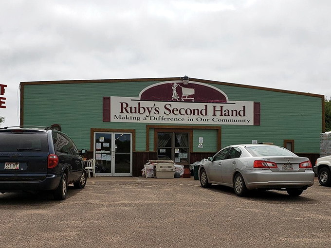 Ruby's Second Hand announces its mission right on the sign – making a difference in the community one treasure at a time.