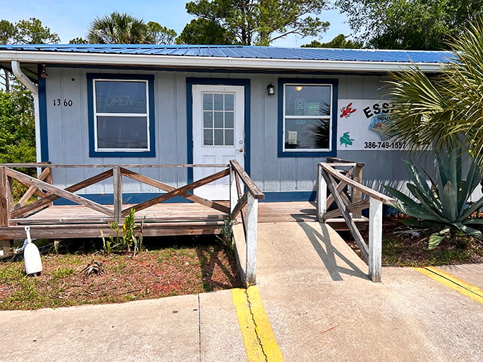 Don't let the humble blue exterior fool you&mdash;Essex Seafood House in Pierson is like finding a treasure chest disguised as a toolshed.