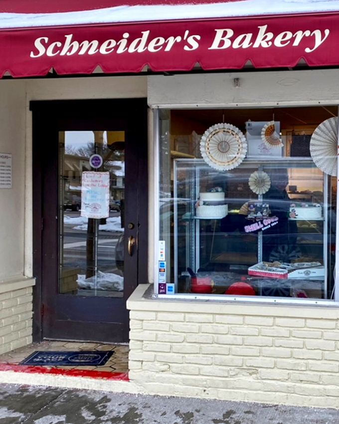 The iconic red awning of Schneider's Bakery beckons like a sugary lighthouse in Westerville's Uptown district. Sweet dreams are made of this.
