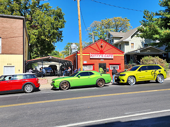 The unmistakable red facade of Kitty's Cafe has been Kansas City's north star for tenderloin pilgrims since 1951. Some landmarks need neon; this one just needs that sign.