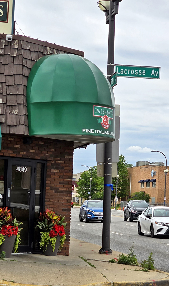 That iconic green awning at Palermo's 95th isn't just a landmark&mdash;it's a beacon of hope for hungry souls seeking pizza salvation in Oak Lawn.
