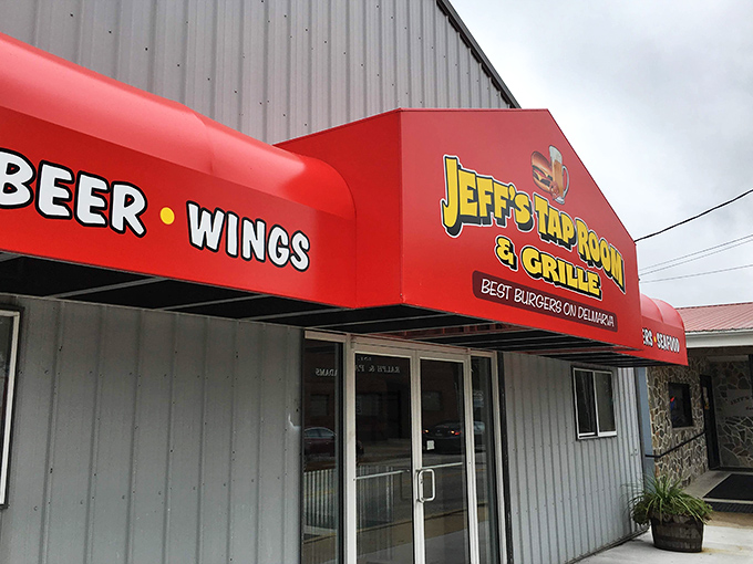 The bold red awning of Jeff's Taproom & Grille promises "BEER &bull; WINGS" but delivers so much more. Small-town Delaware dining at its unpretentious best.
