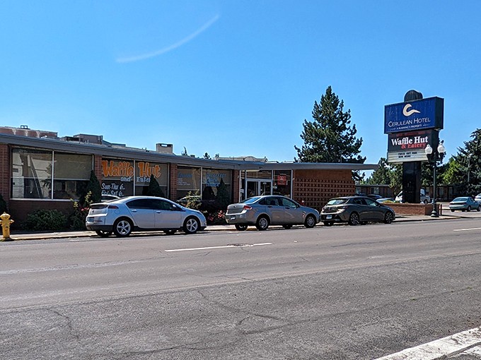 The unassuming exterior of Waffle Hut & Eatery proves once again that culinary treasures often hide in plain sight, waiting for hungry explorers to discover them.