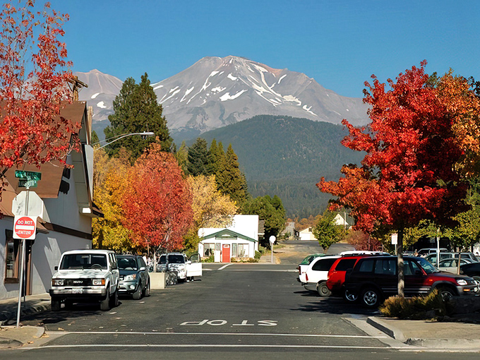 Fall in Mount Shasta is nature's own masterpiece. The mountain stands sentinel over town while autumn trees create a painter's palette of reds and golds.