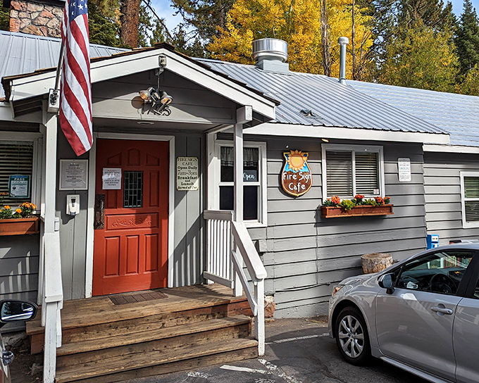 The unassuming gray cabin with its bright red door might fool you, but locals know this humble exterior hides breakfast greatness within.