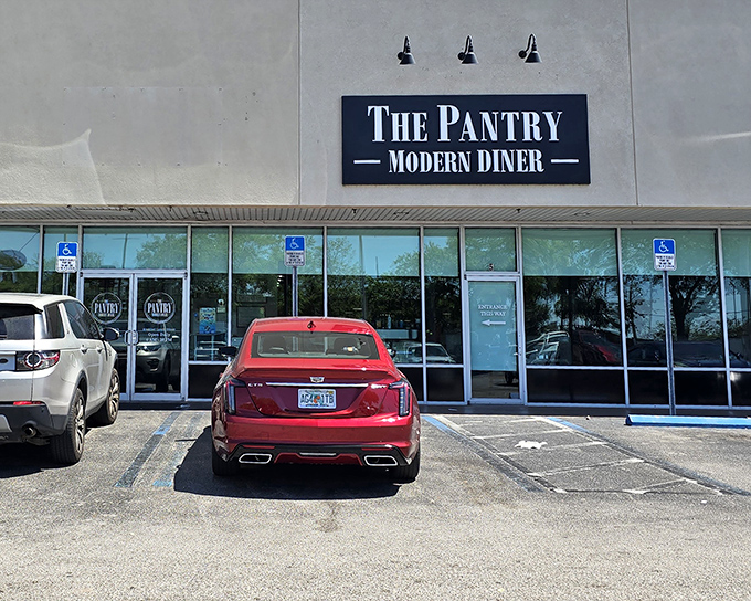The Pantry Modern Diner sits quietly in its strip mall home, proving greatness doesn't need flashy facades.
