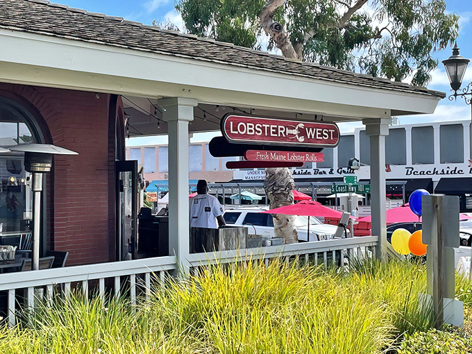 The unassuming storefront of Lobster West beckons seafood lovers with its simple charm and promise of authentic Maine flavors in sunny Encinitas.