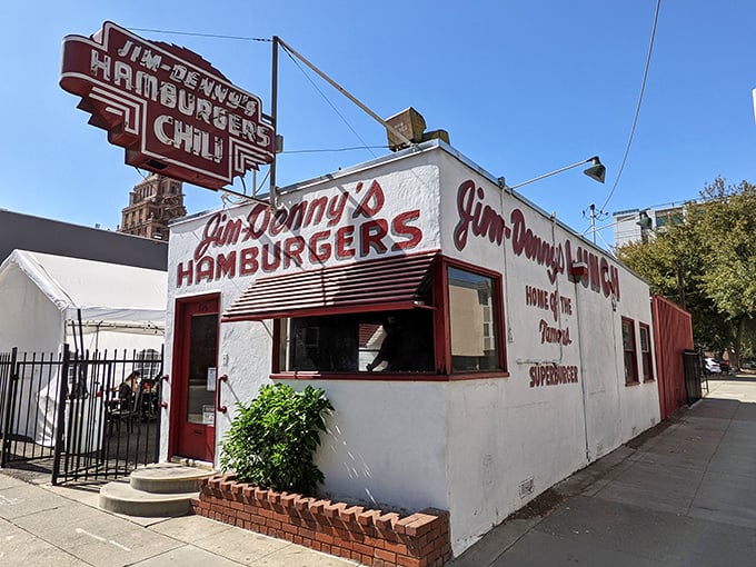 That iconic red and white sign has been beckoning hungry Sacramentans for decades—a neon promise of comfort food that never disappoints.