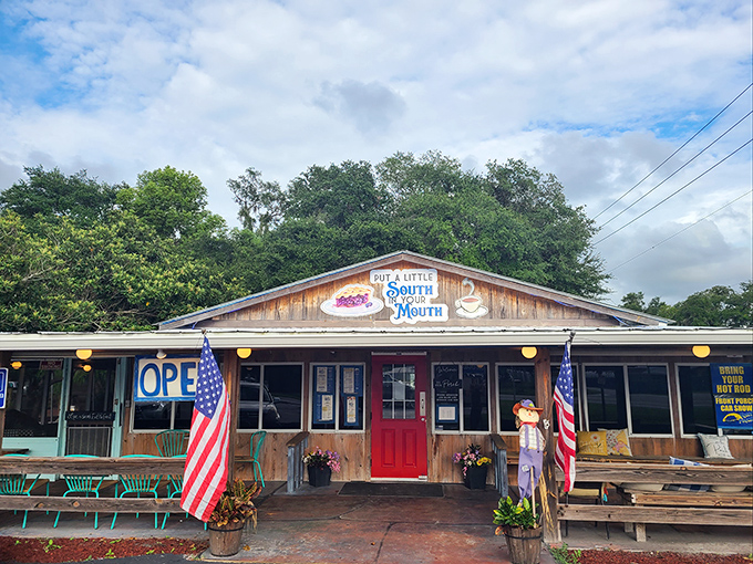 The promise of "Put a Little South in Your Mouth" isn't just clever signage&mdash;it's a guarantee this unassuming wooden treasure delivers on with every bite.