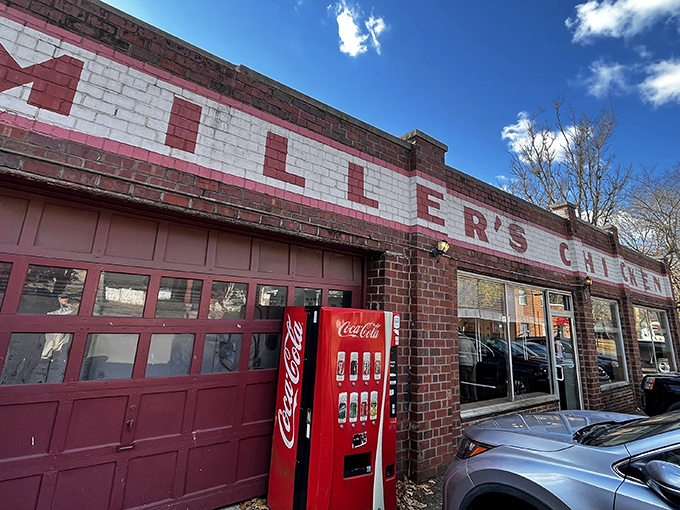 The iconic white and red-painted sign says it all &ndash; no fancy frills needed when your chicken speaks volumes through generations of crispy perfection.