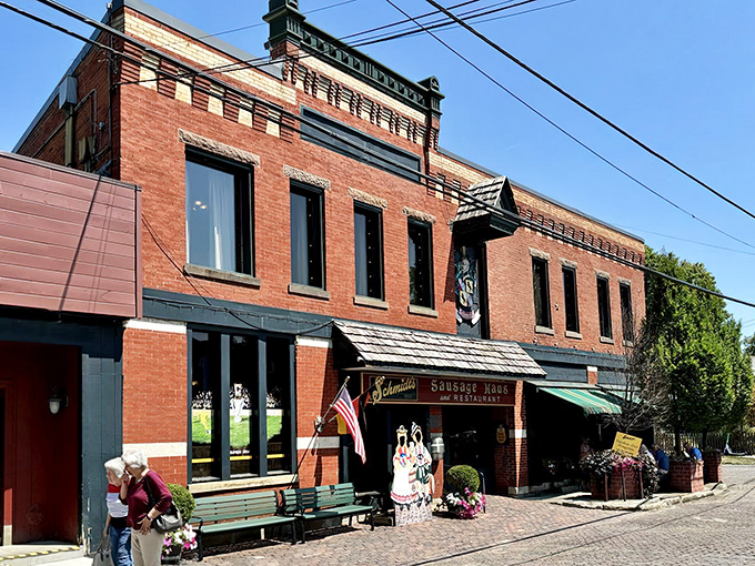 The brick facade of Schmidt's stands proudly in German Village, like a delicious time portal to Old World Bavaria right in Columbus.