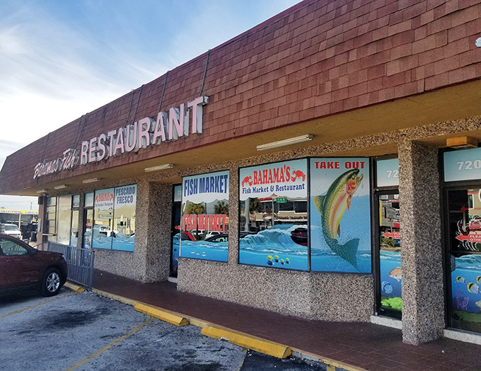 The unassuming storefront that houses seafood paradise. Like finding a treasure chest disguised as a shoebox, Bahamas Fish Market's exterior promises authentic island flavors.