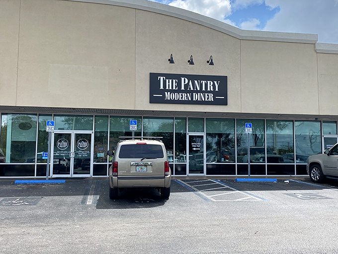 The unassuming storefront that houses breakfast dreams. Like a culinary speakeasy, The Pantry Modern Diner keeps its superpowers hidden behind modest signage.