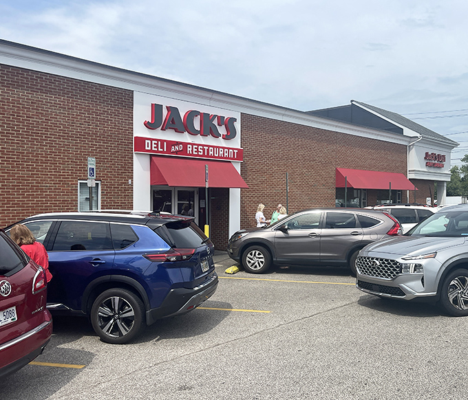 Jack's unassuming brick exterior with its classic red awnings proves once again that the best food experiences often hide in plain sight.
