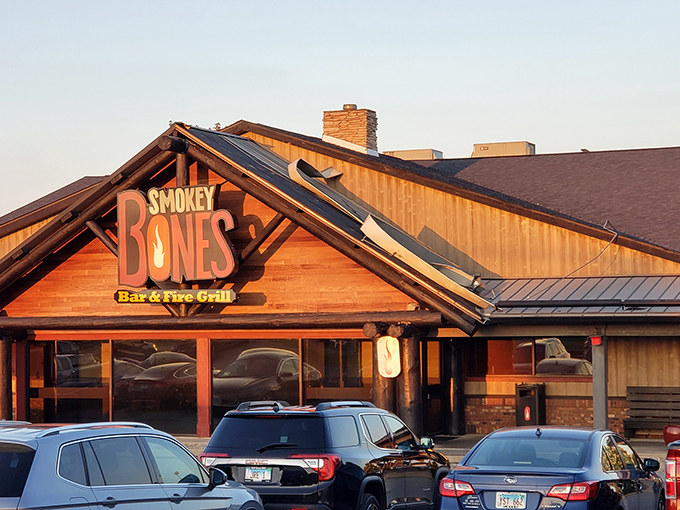 The golden-hour glow on this rustic wooden facade isn't just good lighting&mdash;it's nature's way of saying "barbecue happens here."