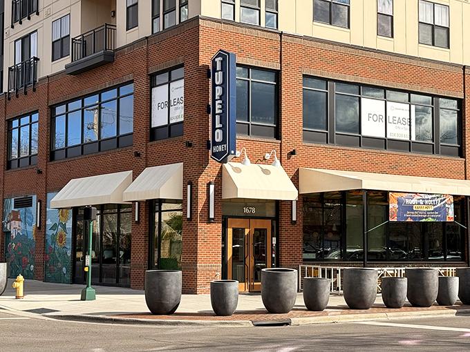 The brick exterior of Tupelo Honey beckons like a Southern lighthouse in Upper Arlington, promising comfort food that'll hug your soul from the inside out.