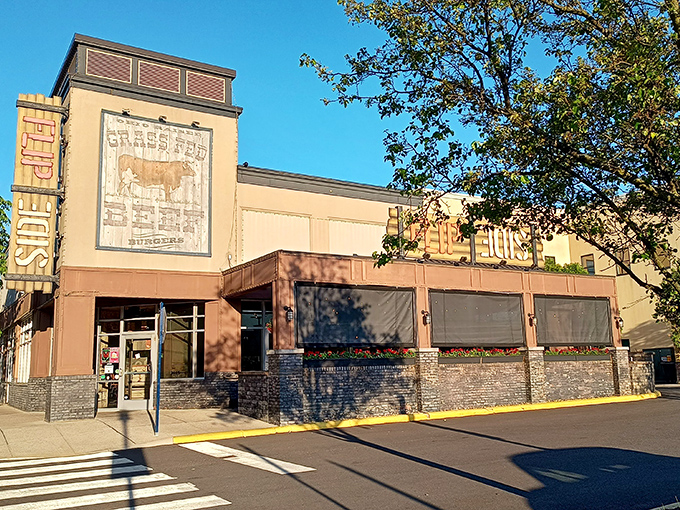 The rustic-industrial facade of Flip Side beckons hungry travelers with its bold signage and inviting brick patio&mdash;a carnivore's lighthouse in Easton's retail sea.
