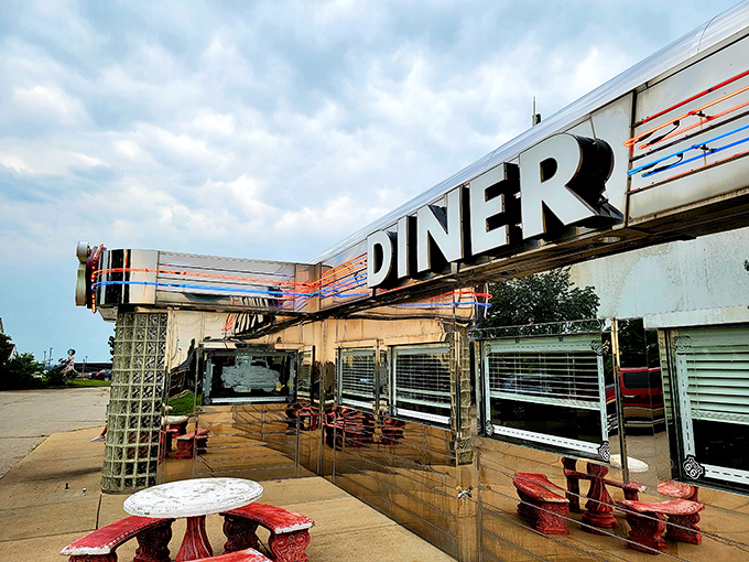 The gleaming stainless steel exterior of Route 66 Diner isn't just eye-catching&mdash;it's a time machine disguised as a building. Welcome to nostalgia central.