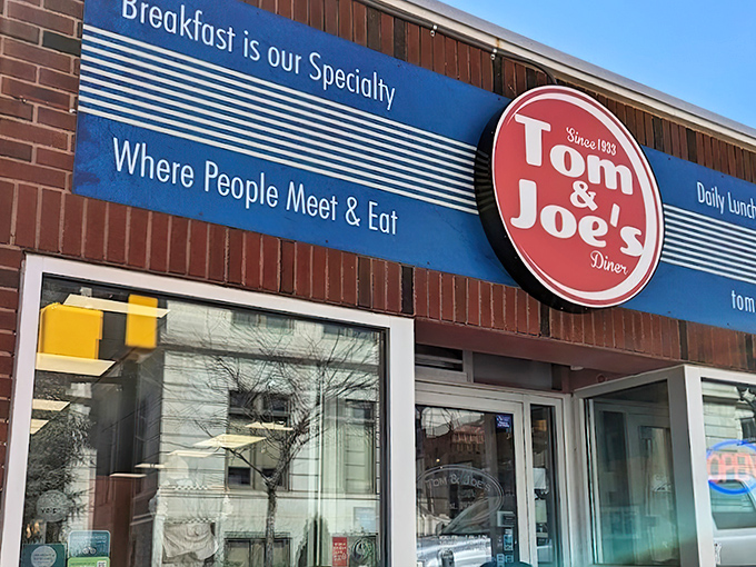Classic Americana lives at this brick-fronted diner with its cheery red and white awnings. Some buildings just whisper "good breakfast lives here."