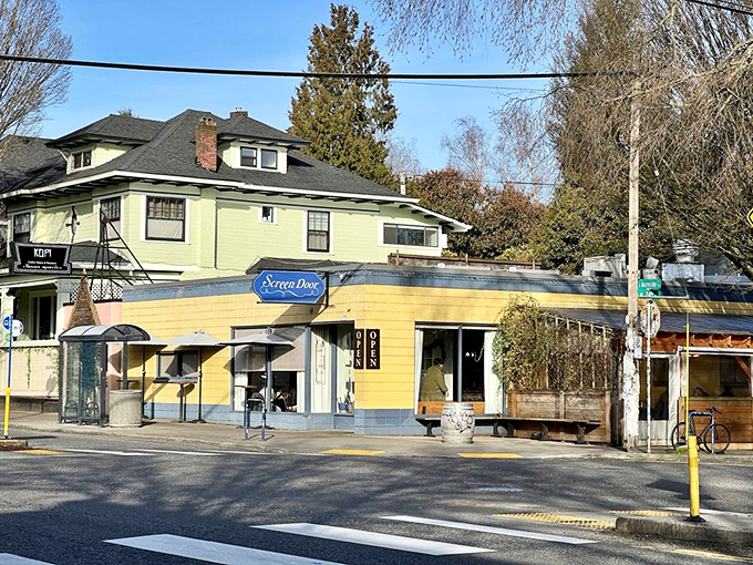 The unassuming yellow exterior of Screen Door hides culinary treasures within, like a Southern speakeasy in Portland's Eastside.