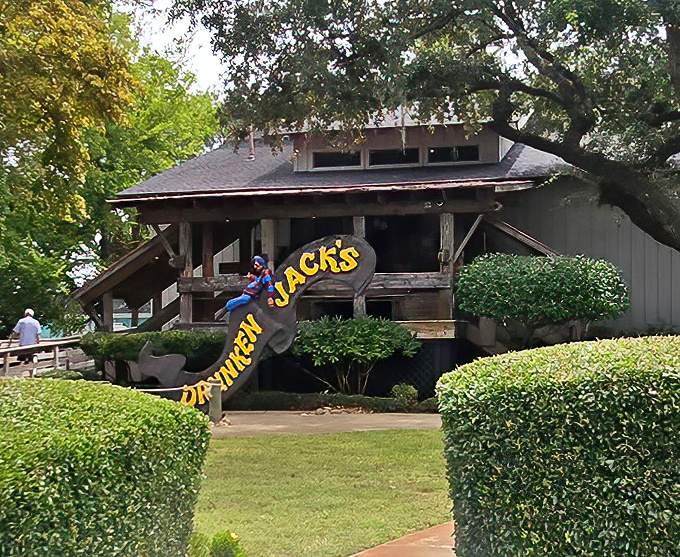 The rustic wooden exterior of Drunken Jack's welcomes you like an old friend, promising seafood treasures and marsh views that'll make your heart sing.