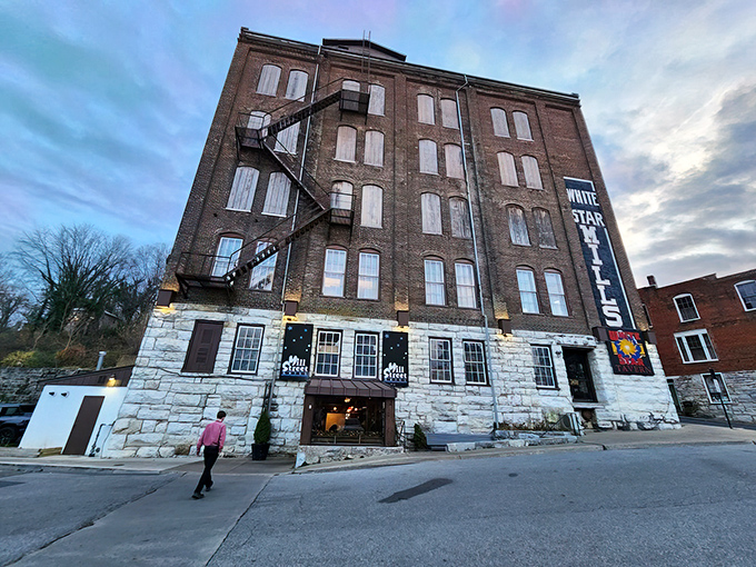 The imposing brick fortress of Mill Street Grill stands as a delicious sentinel in downtown Staunton, promising culinary treasures within its historic walls.