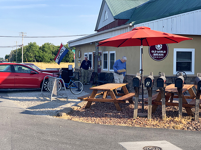 A rainbow arches over Old World Breads Bakery, as if Mother Nature herself is pointing hungry travelers toward carbohydrate paradise in Lewes.