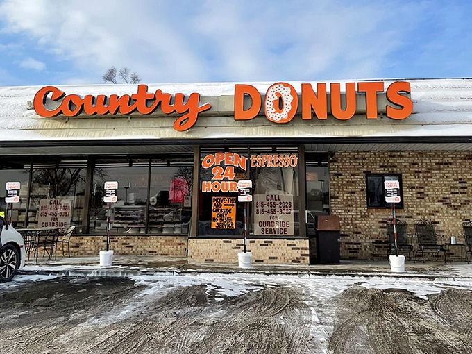 That orange signage isn't just advertising – it's a beacon calling donut lovers home to paradise.