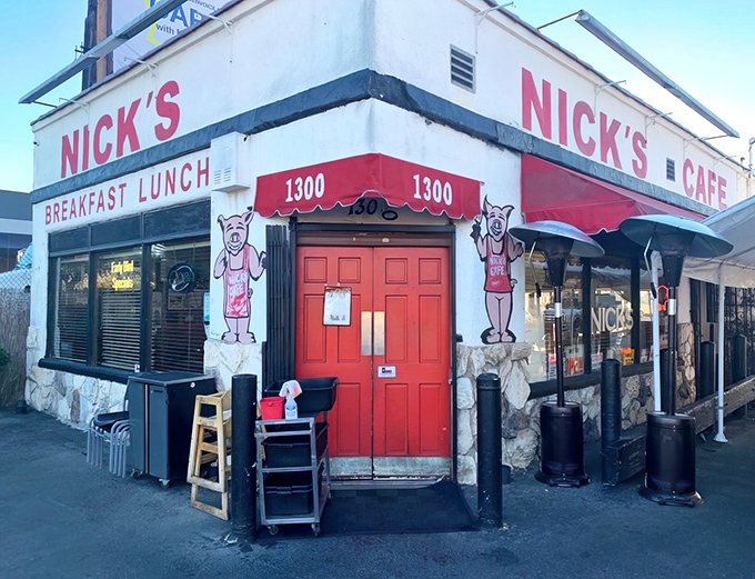 The bright red "HAM HOUSE" fence isn't subtle, but in a city of subtle it isn't, and thank goodness for that. Nick's Cafe stands as a delicious rebuke to trendy food fads.