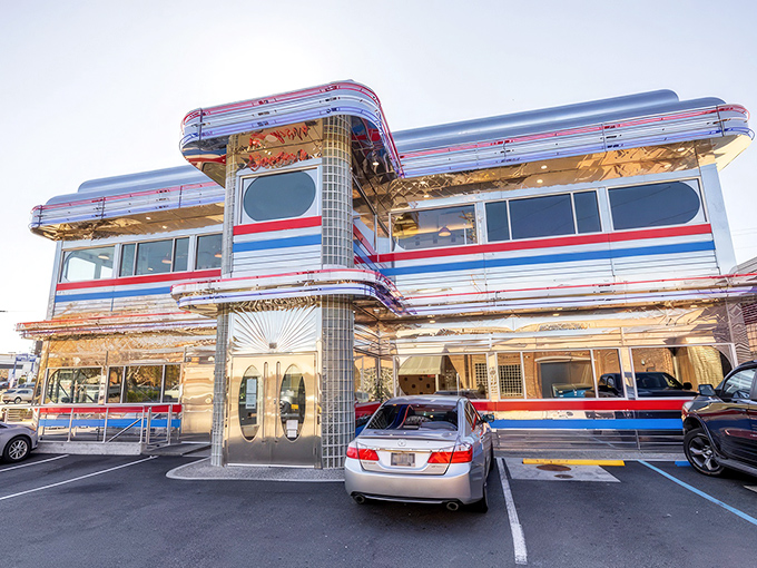 Chrome-plated time travel! Goober's gleaming exterior promises a journey back to when diners were the beating heart of American social life.