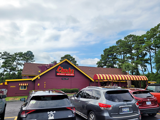 The iconic A-frame and yellow awnings of Chuck's have welcomed hungry beach-goers since the days when "steak house" meant serious business, not Instagram opportunities.