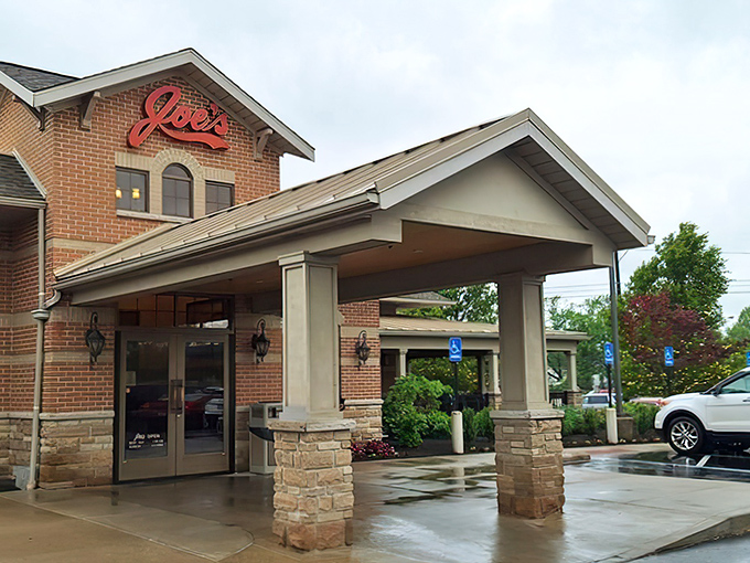 The brick facade whispers promises of sandwich perfection waiting inside this Rocky River treasure.