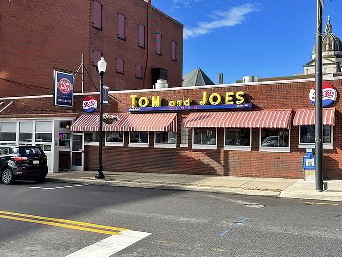 Classic Americana lives at this brick-fronted diner with its cheery red and white awnings. Some buildings just whisper "good breakfast lives here."