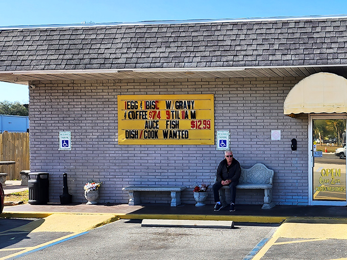 The unassuming brick exterior of Grannie's might not win architectural awards, but that yellow sign promises breakfast treasures worth their weight in golden pancakes.
