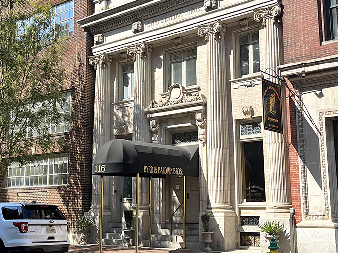 Grand columns and classic architecture announce that something special awaits inside this former bank building turned carnivore's paradise in downtown Norfolk.
