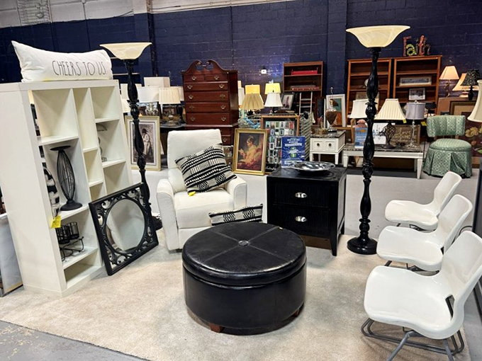 A stunning display of furniture treasures arranged like a high-end showroom. Who knew secondhand could look so first-rate?