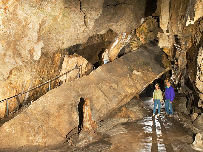 Nature's cathedral reveals itself in all its limestone glory, complete with multi-level seating for the geological faithful.