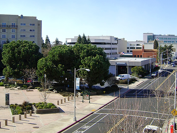 Downtown Visalia blends small-town charm with urban amenities, where tree-lined streets invite leisurely strolls past historic brick buildings.