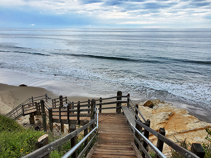 That wooden staircase isn't just a path to the beach&mdash;it's a portal to your next "I can't believe this is just off Highway 101" moment.