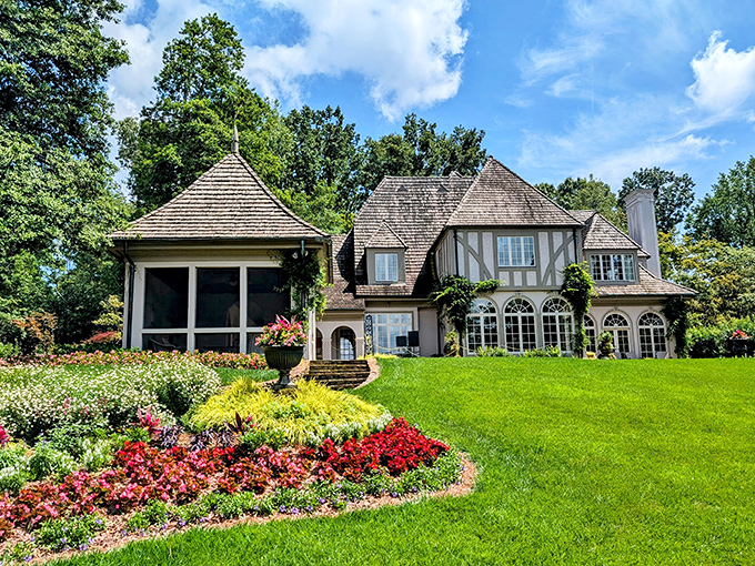 The Manor House at Gibbs Gardens looks straight out of a storybook, with Tudor-style charm and flower beds that would make even Martha Stewart swoon.