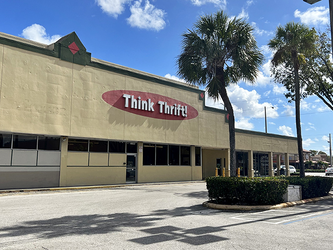 The unassuming exterior of Think Thrift belies the treasure trove within&mdash;like finding out your quiet neighbor is secretly a rock star.