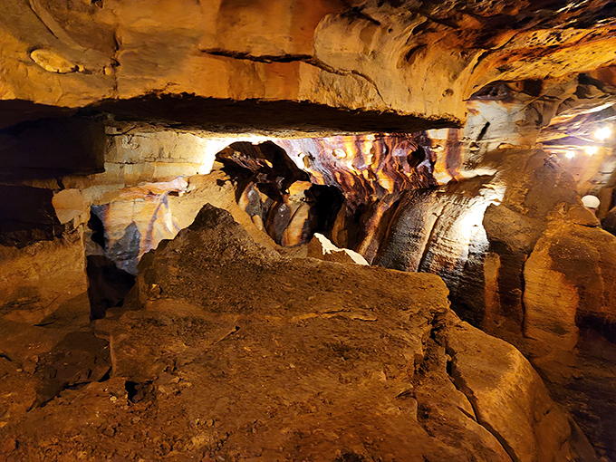 Nature's own art gallery illuminated to perfection. These ancient limestone formations tell a story millions of years in the making.