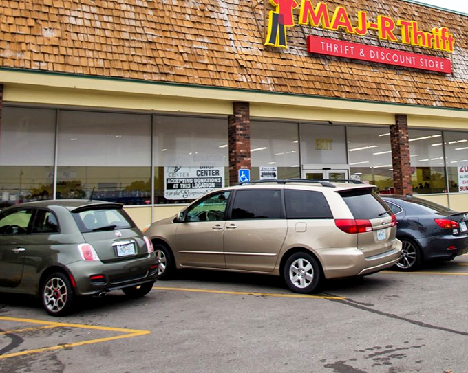 The wooden-shingled facade of MAJ-R Thrift beckons like a siren song to bargain hunters. This unassuming exterior houses treasures beyond imagination.